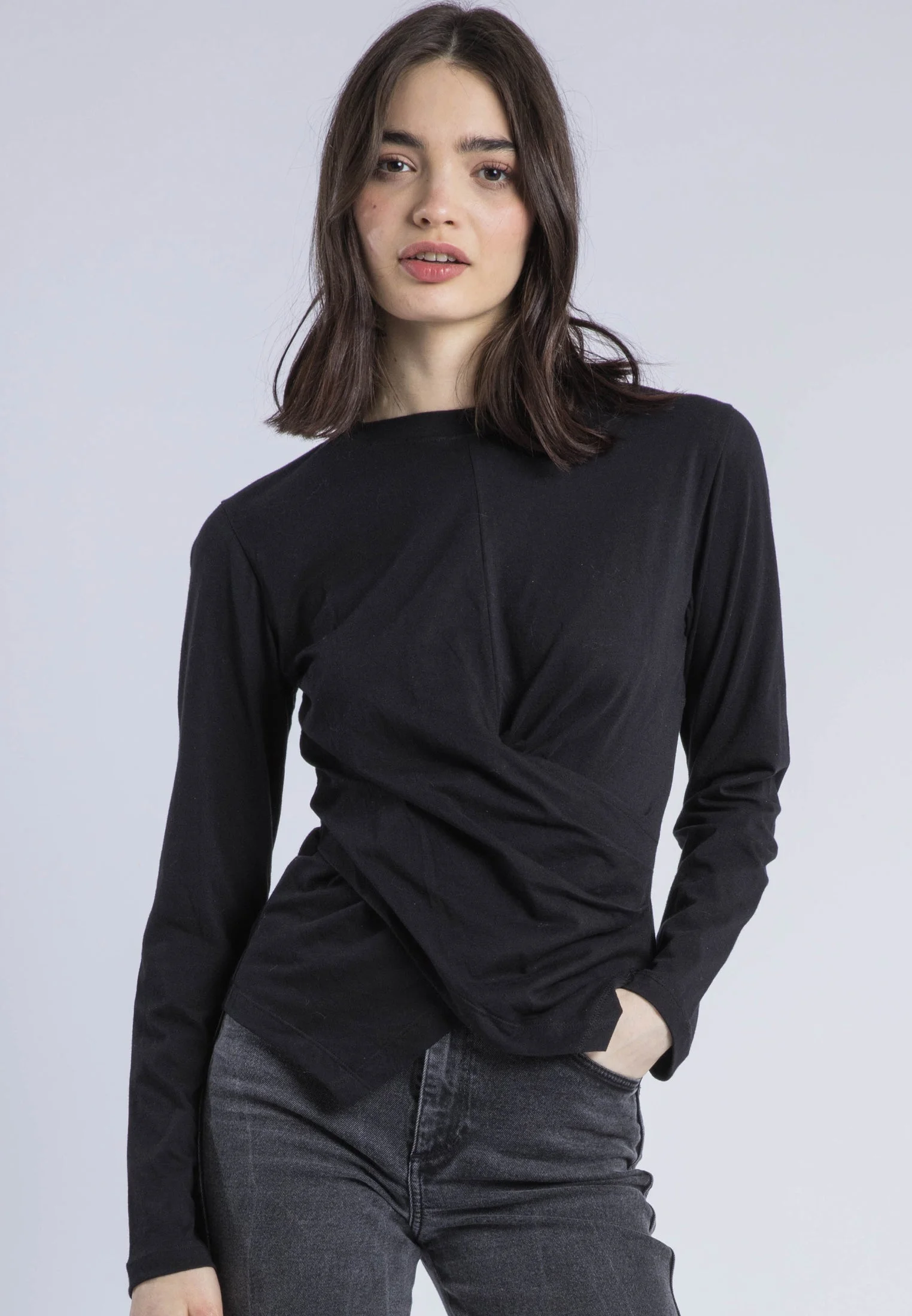 TIME TOP LS BLACK - Borderfree