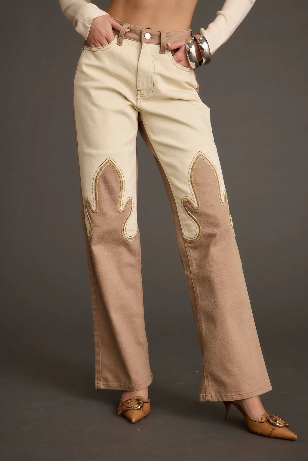 High Noon Two Tone Western Pants - Borderfree