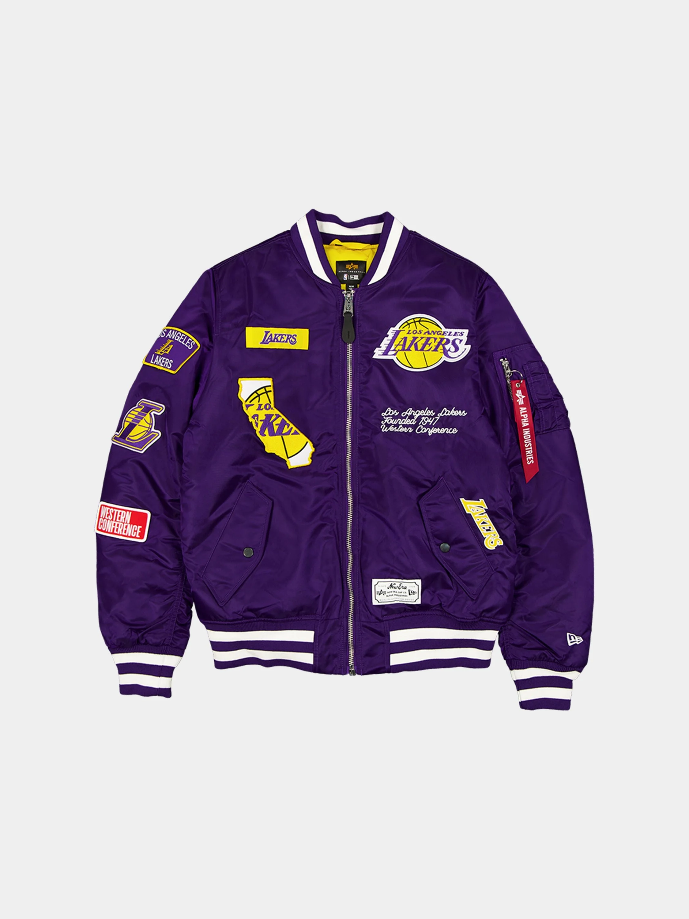LOS ANGELES LAKERS X ALPHA X NEW ERA MA-1 BOMBER JACKET (PURPLE ...