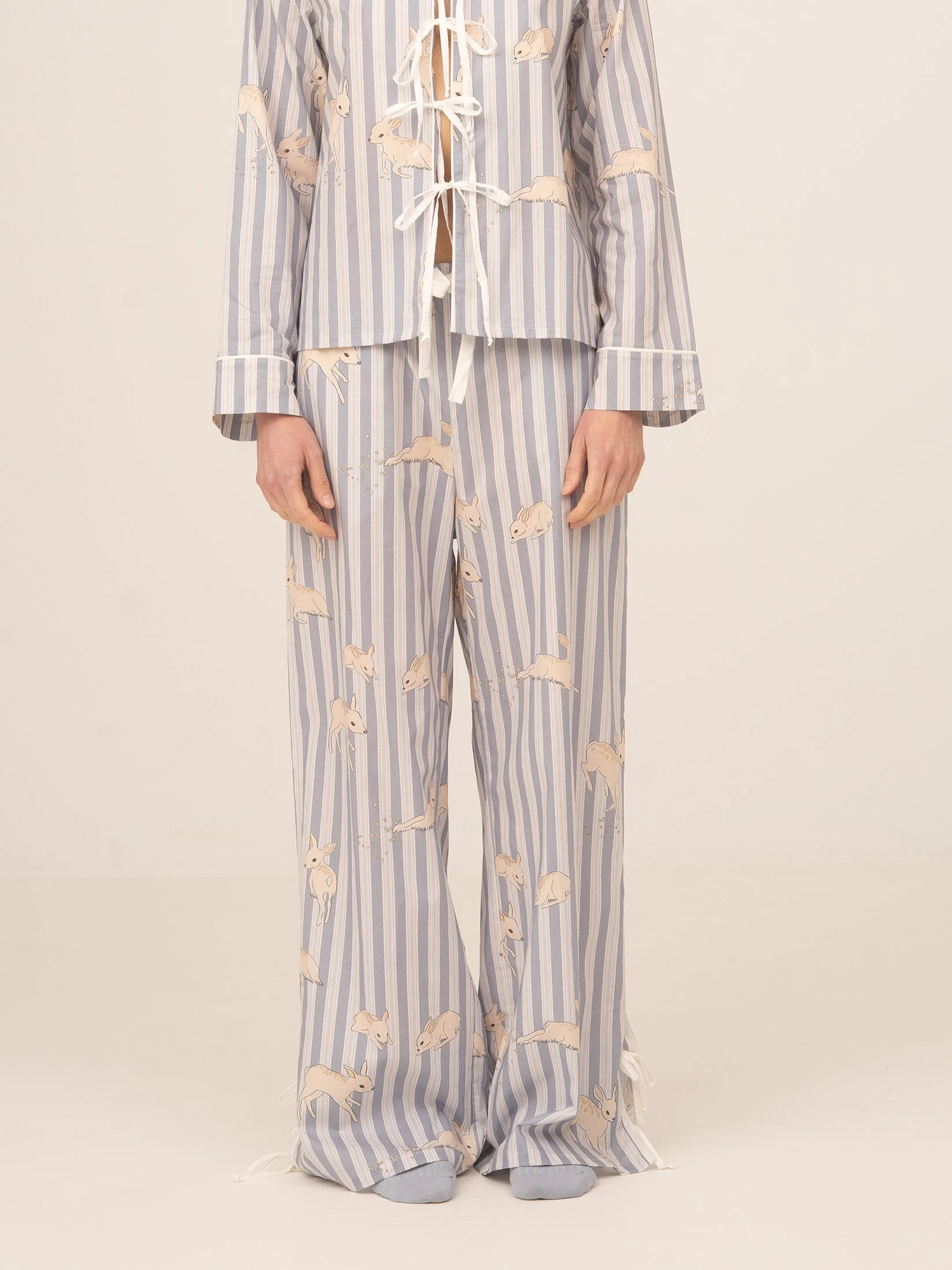 Striped Bambi Blue Print Pajama Pants - Borderfree