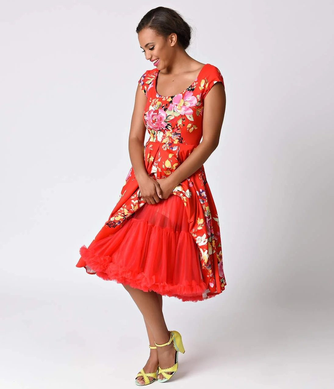 Unique Vintage Red Retro Style Ruffled Petticoat | Unique Vintage ...