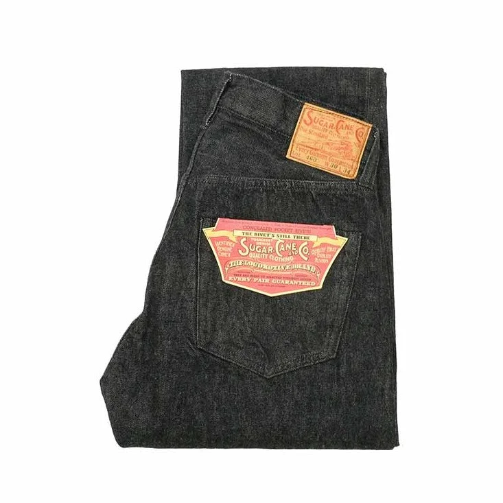 Sugar Cane - 14.25oz. BLACK DENIM - 1947 MODEL - (REGULAR STRAIGHT ...